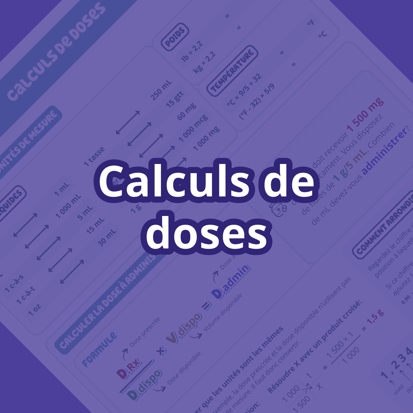 Calculateur de dose selon le poids • Inf. de poche