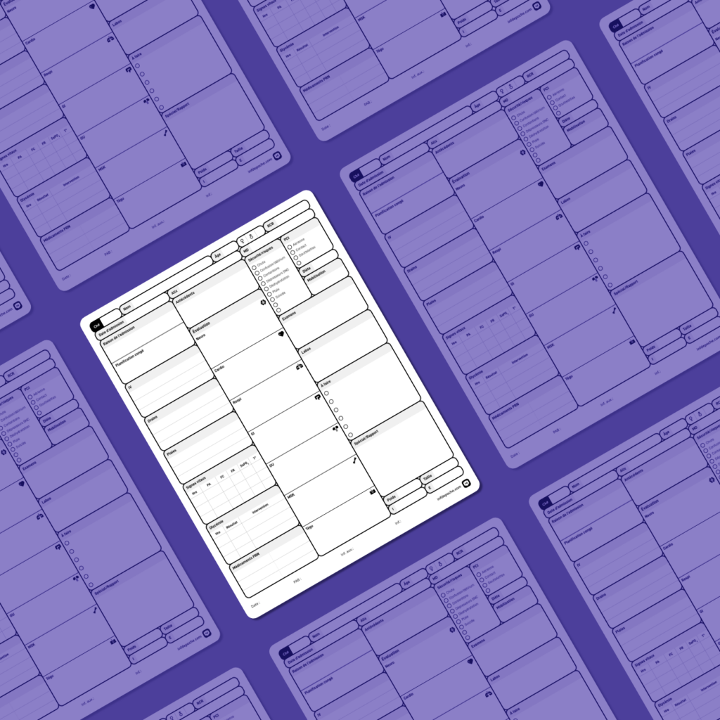 Plans de travail et feuilles de route pour infirmière • Inf. de poche