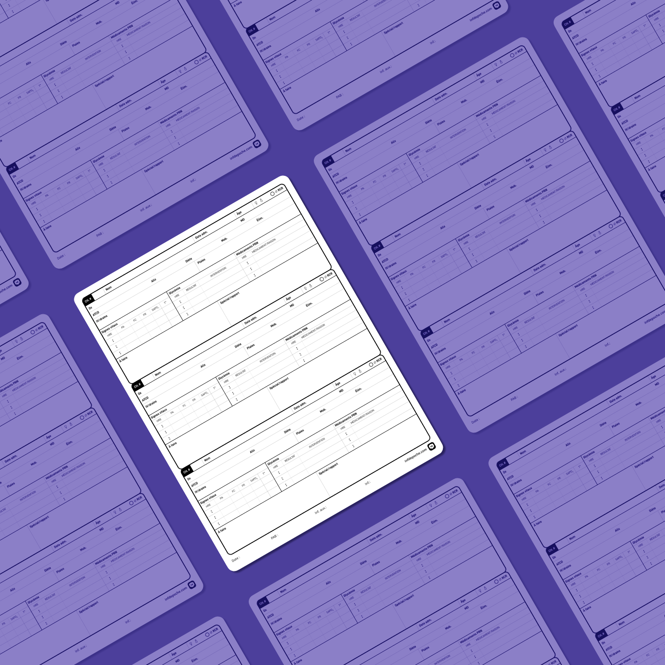 Plans de travail et feuilles de route pour infirmière • Inf. de poche